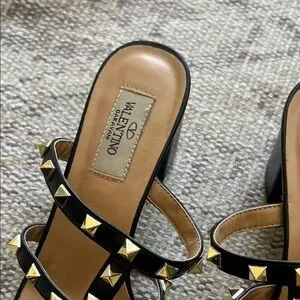 Valentino | Shoes | Valentino Black Sandals With Gold Studs | Poshmark